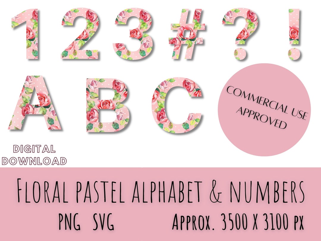 Floral Alphabet Clip Art Flower Letters SVG Digital - Etsy