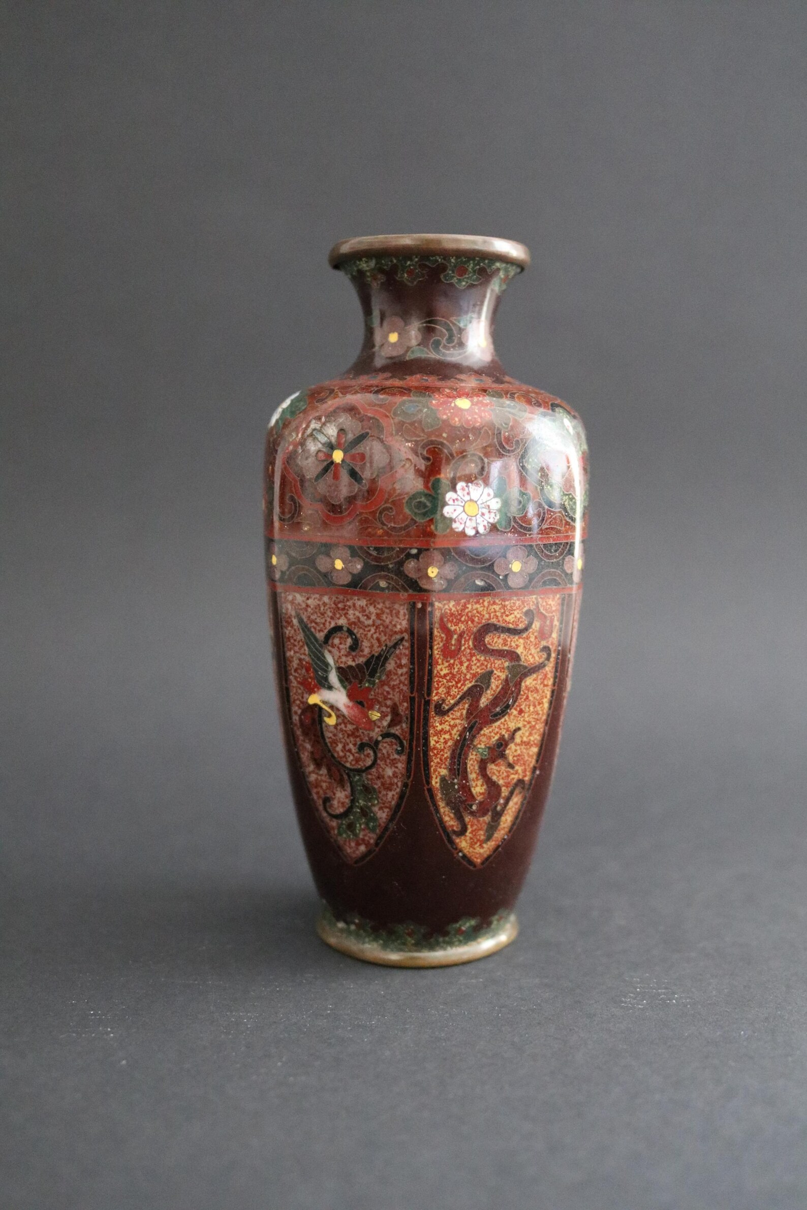 Japanese Enameled Copper Vase on Cloisonné Produced in the Meiji Period ...