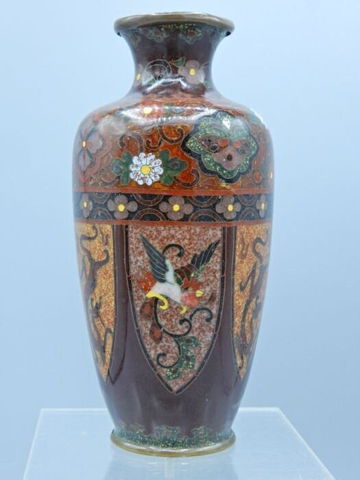 Japanese Enameled Copper Vase on Cloisonné Produced in the Meiji Period ...