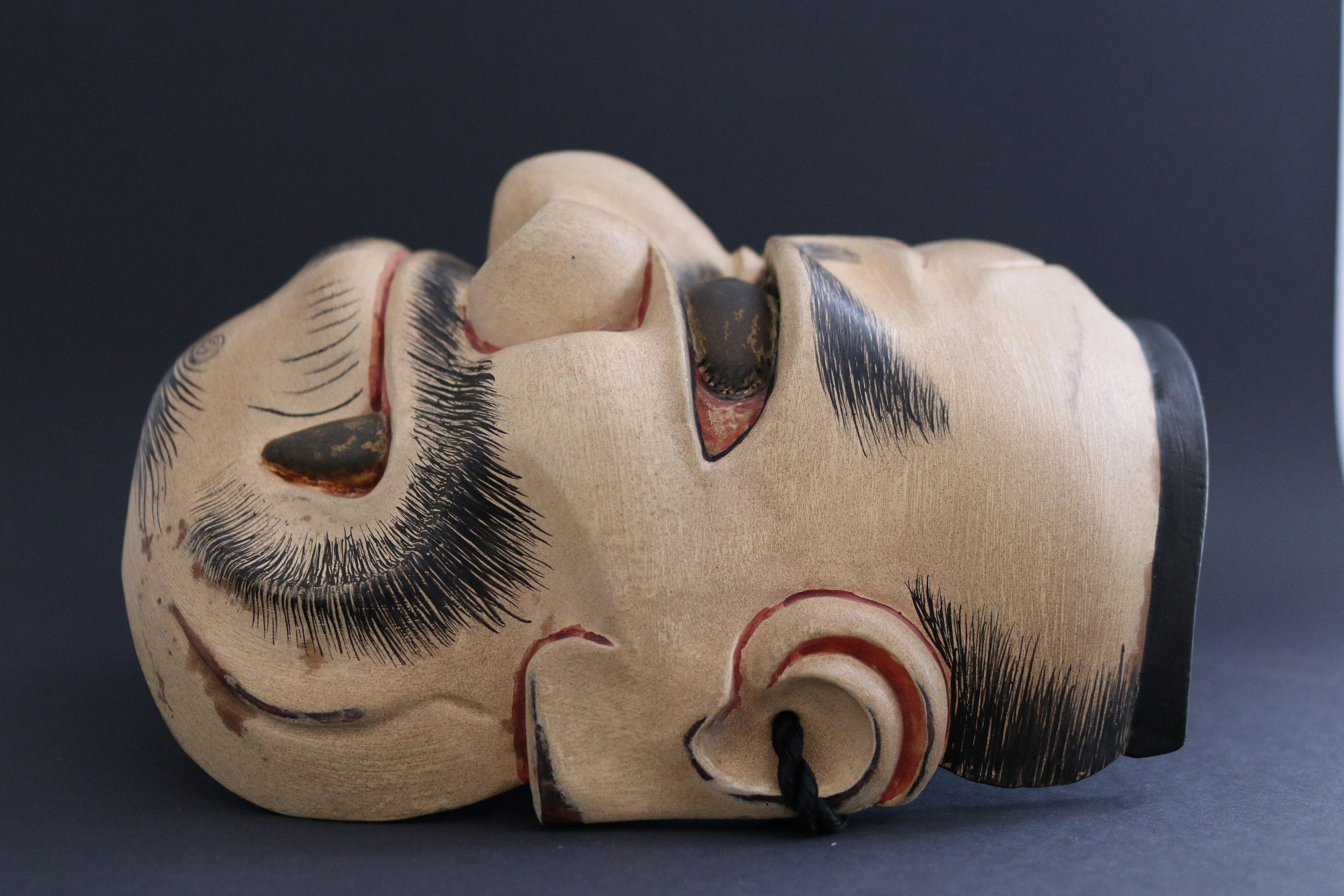 Antique Japanese Noh Theater Mask Represents Okuninushi Hand Carved in ...