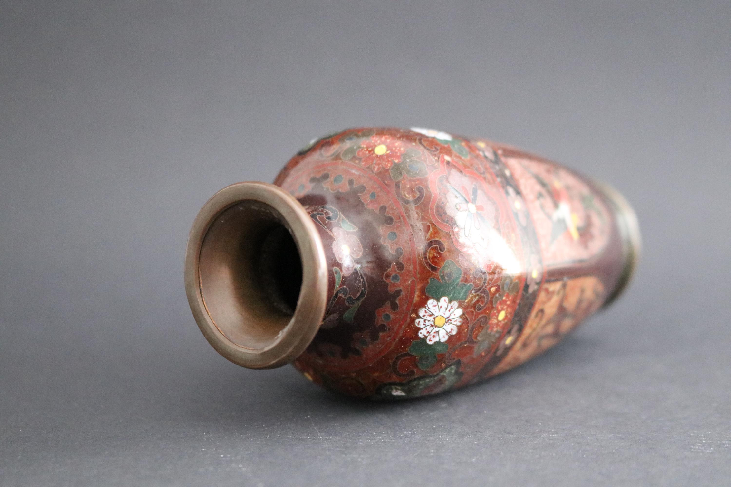 Japanese Enameled Copper Vase on Cloisonné Produced in the Meiji Period ...
