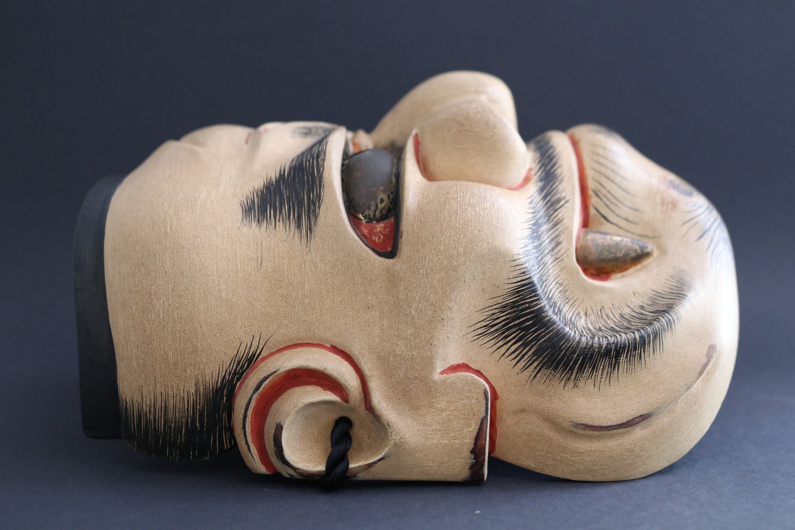 Antique Japanese Noh Theater Mask Represents Okuninushi Hand Carved in ...