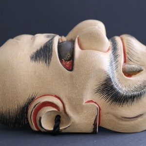Antique Japanese Noh Theater Mask Represents Okuninushi Hand Carved in ...