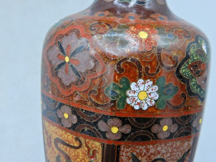 Japanese Enameled Copper Vase on Cloisonné Produced in the Meiji Period ...