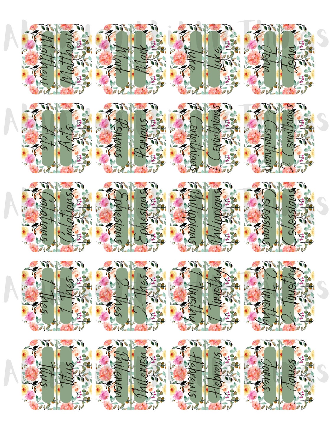 Digital Bible Tabs, Printable Bible Tabs, Floral Bible Tabs, Journaling ...