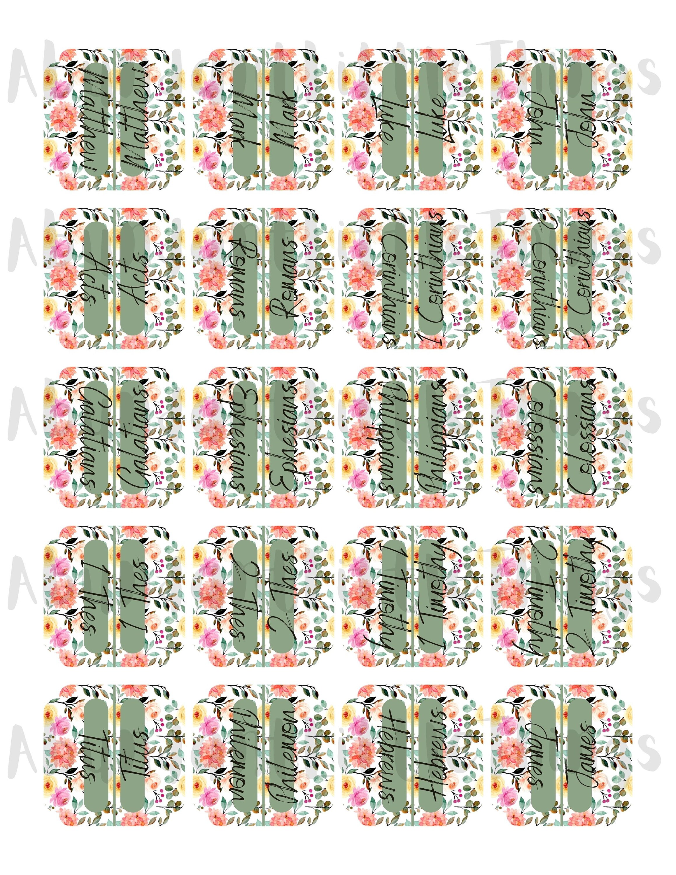 Digital Bible Tabs, Printable Bible Tabs, Floral Bible Tabs, Journaling ...