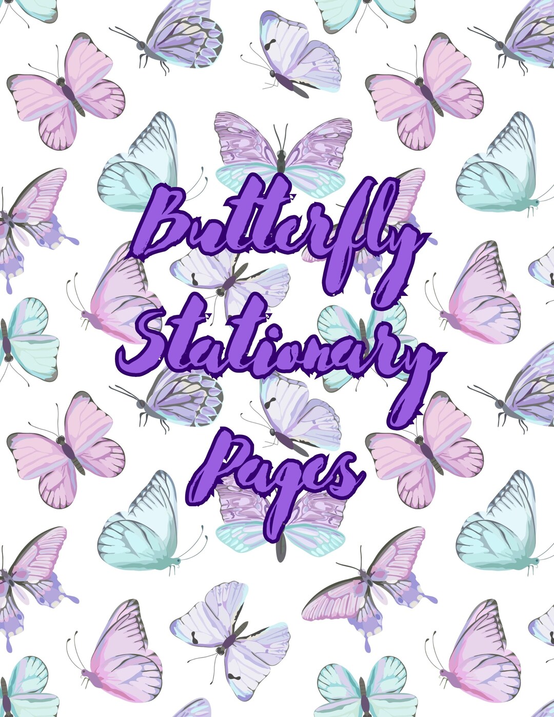 Printable Stationary, Butterfly Stationary, at Home Stationary, Digital ...