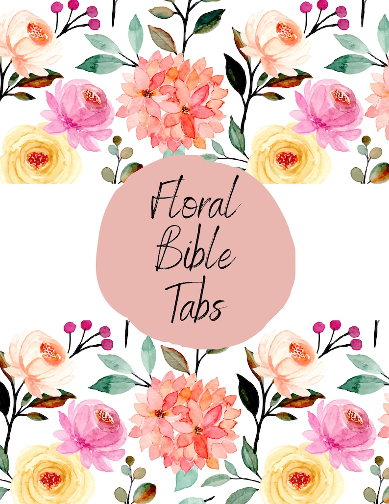 Digital Bible Tabs, Printable Bible Tabs, Floral Bible Tabs, Journaling ...