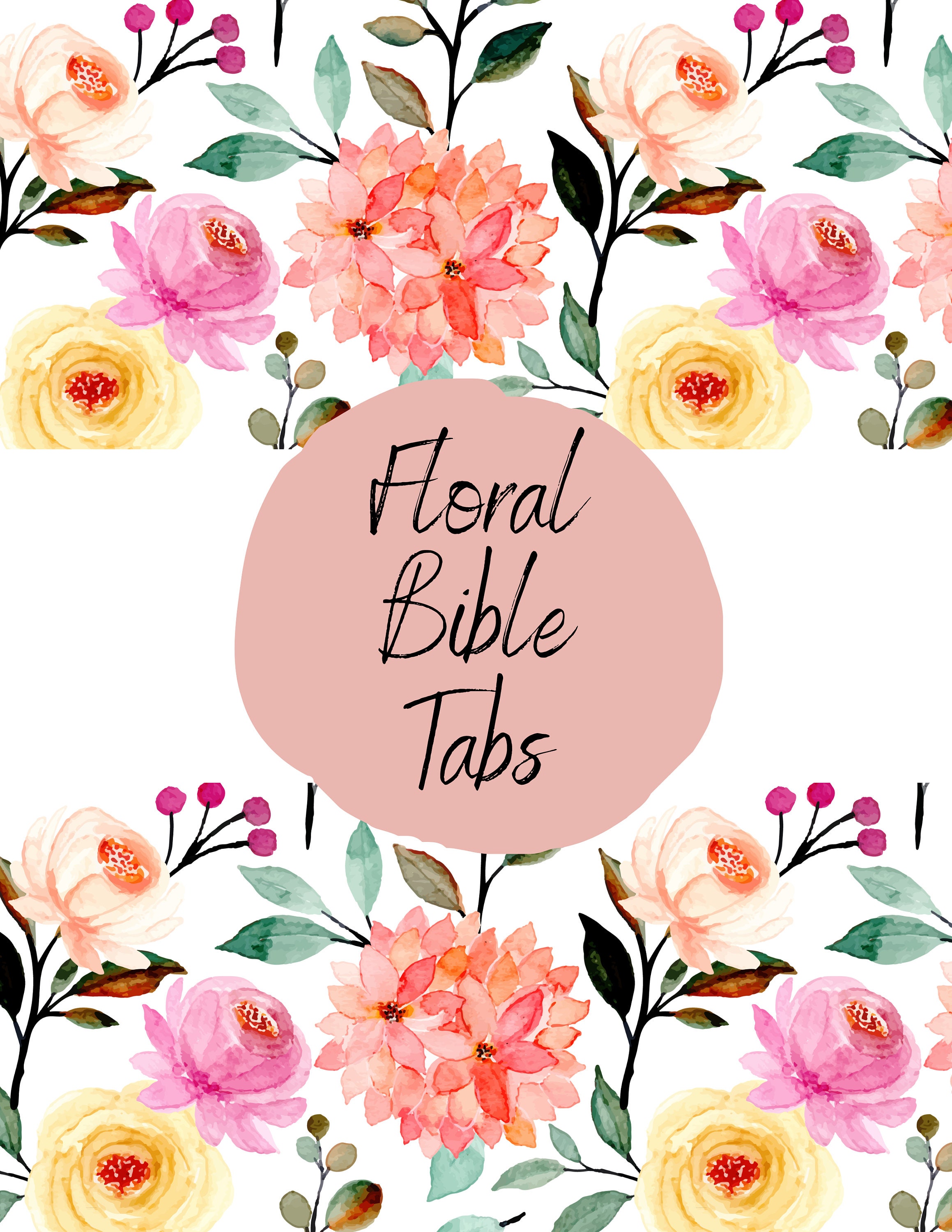 Digital Bible Tabs, Printable Bible Tabs, Floral Bible Tabs, Journaling ...