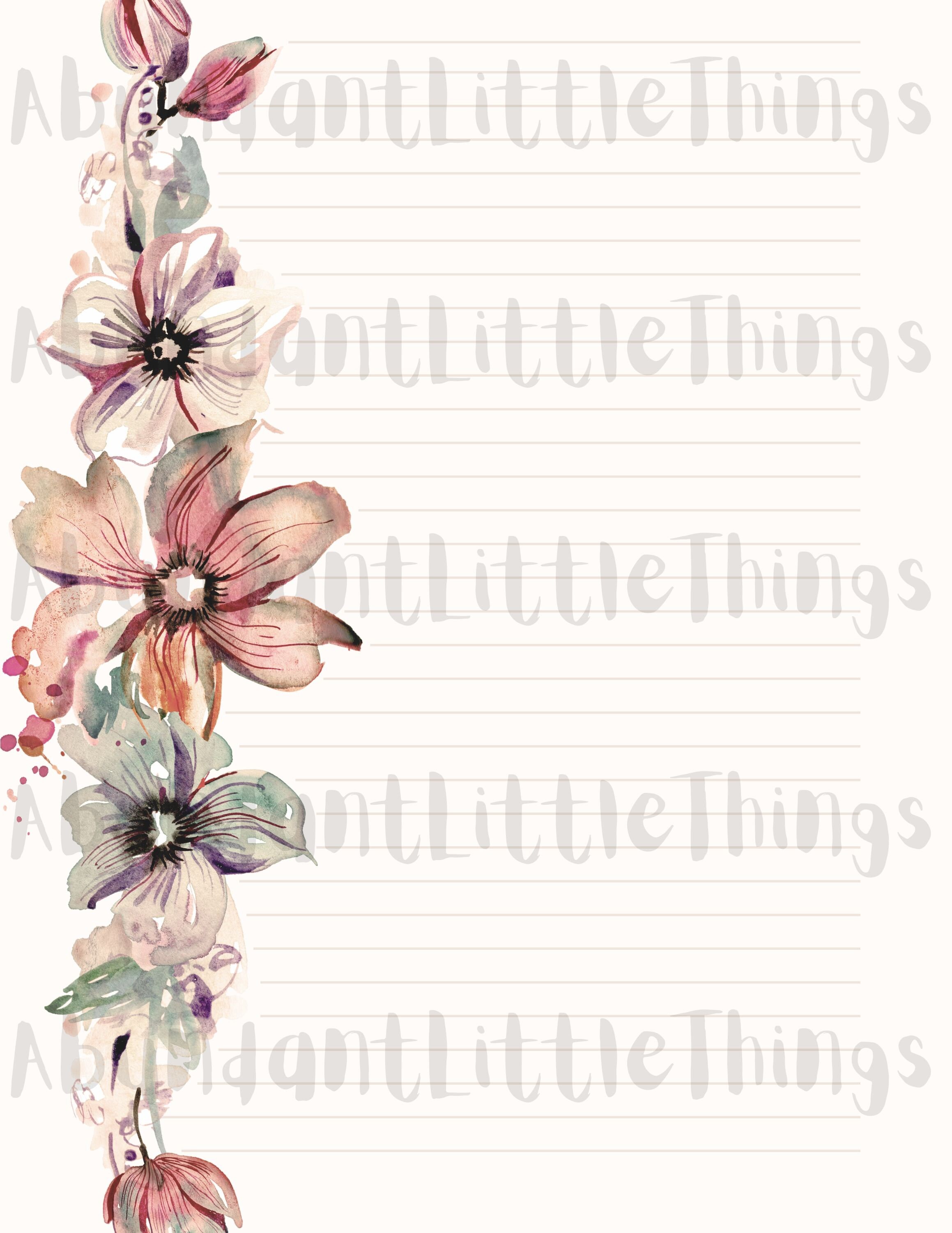 Printable Stationary, Floral Stationary, at Home Stationary, Digital ...
