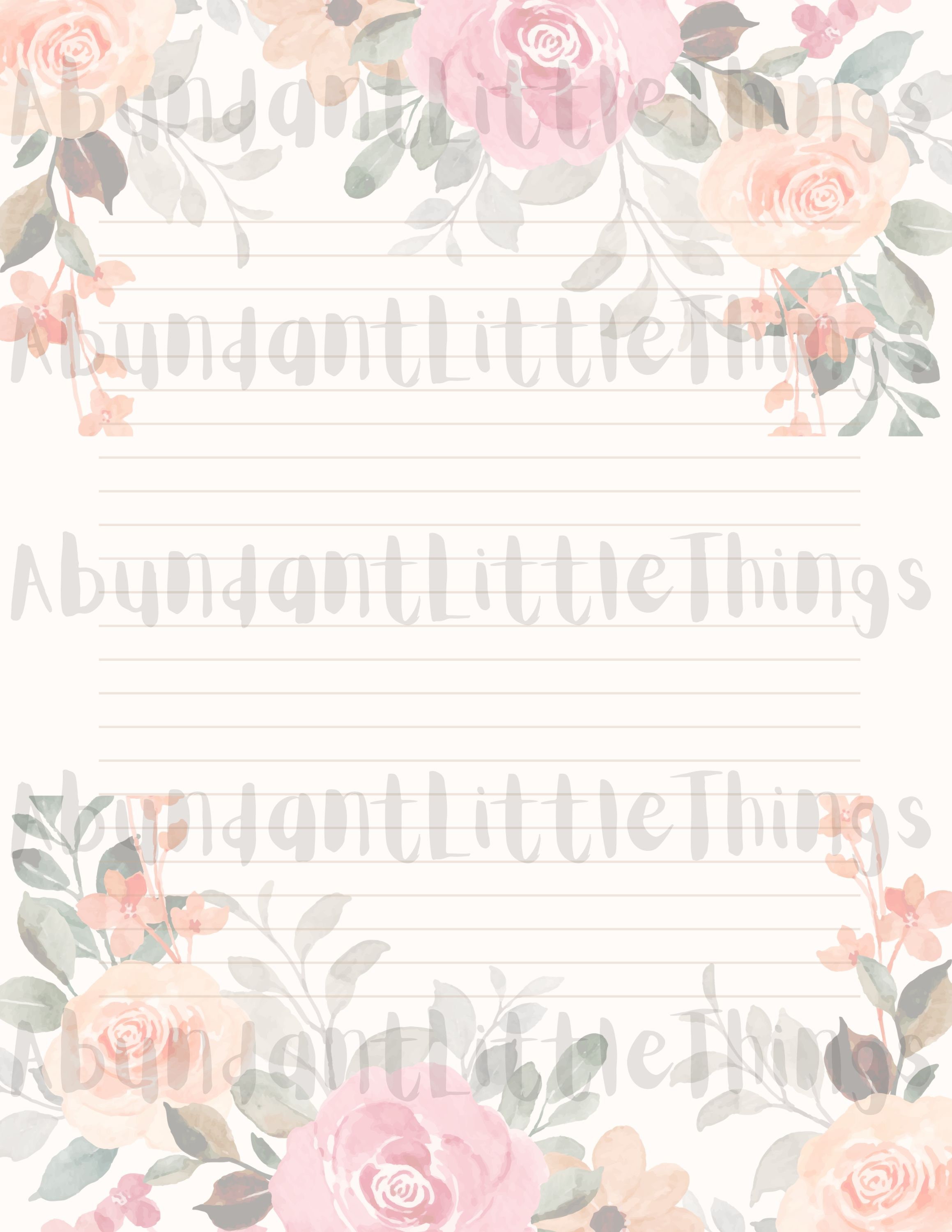 Printable Stationary, Floral Stationary, at Home Stationary, Digital ...