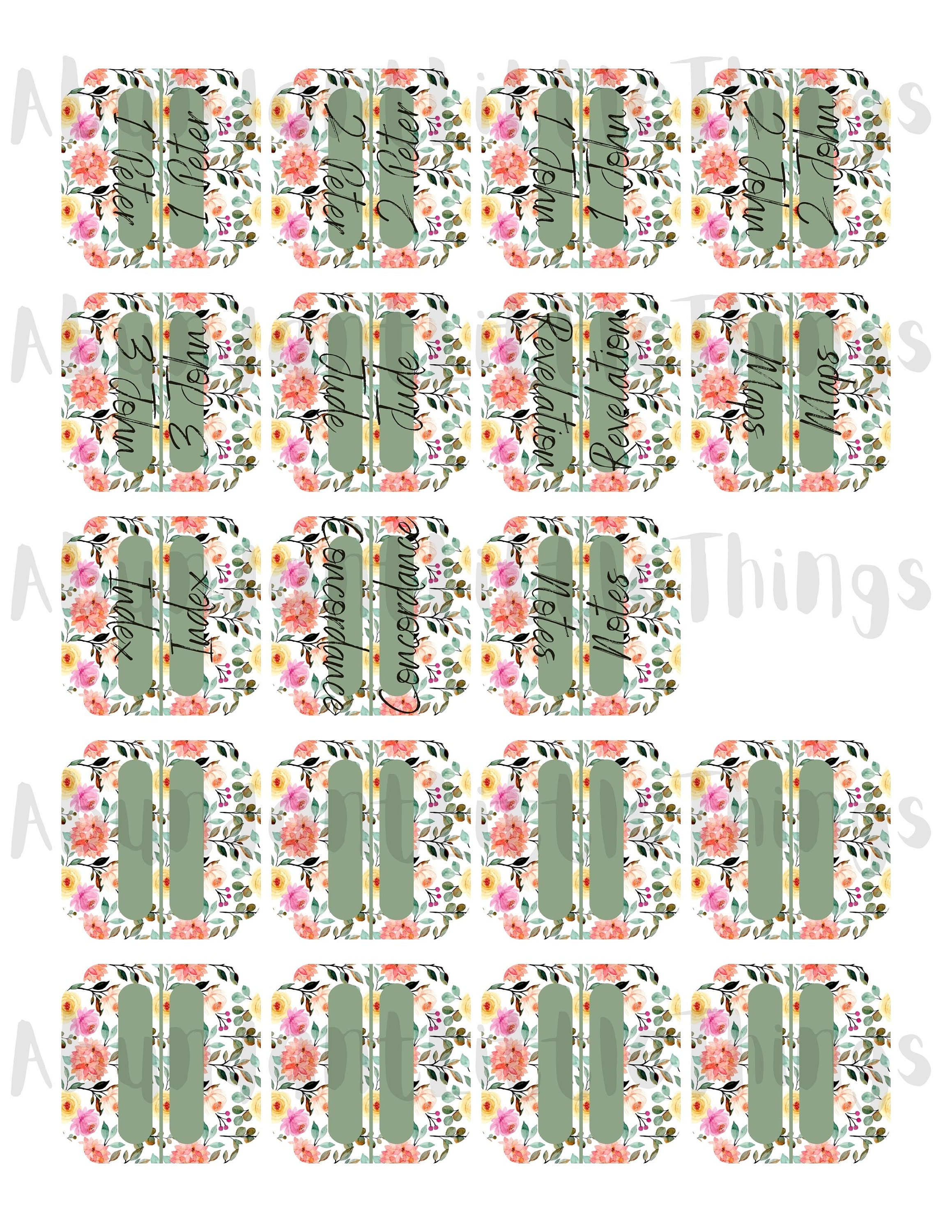 Digital Bible Tabs, Printable Bible Tabs, Floral Bible Tabs, Journaling ...