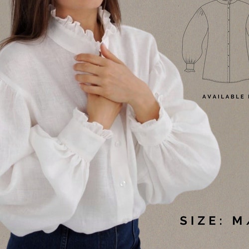 Victorian Shirt Sewing Pattern Instant PDF Download Ruffle - Etsy