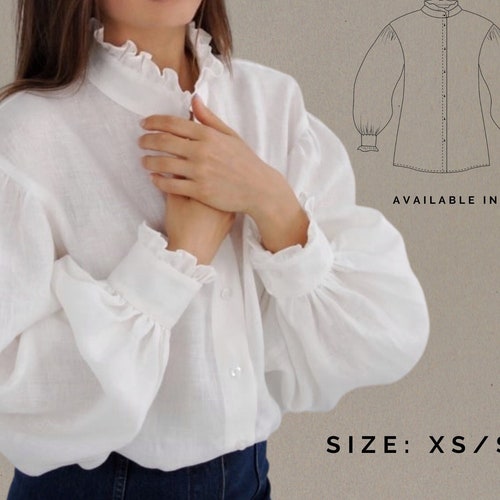 Victorian Blouse Sewing Pattern Instant PDF Download Ruffle - Etsy