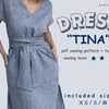 Tina Wrap Dress With Side Slits Sewing Pattern Instant PDF Download ...