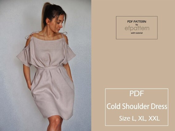 Cold Shoulder Eva Dress PDF Sewing Pattern Sizes L XL 2XL - Etsy