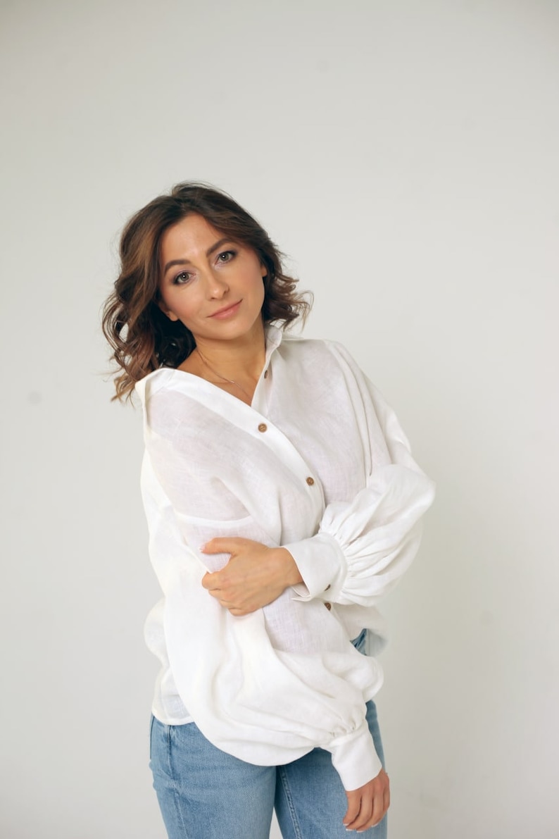 Balloon Sleeve Shirt Sewing Pattern Ariela Shirt With Bishop - Etsy