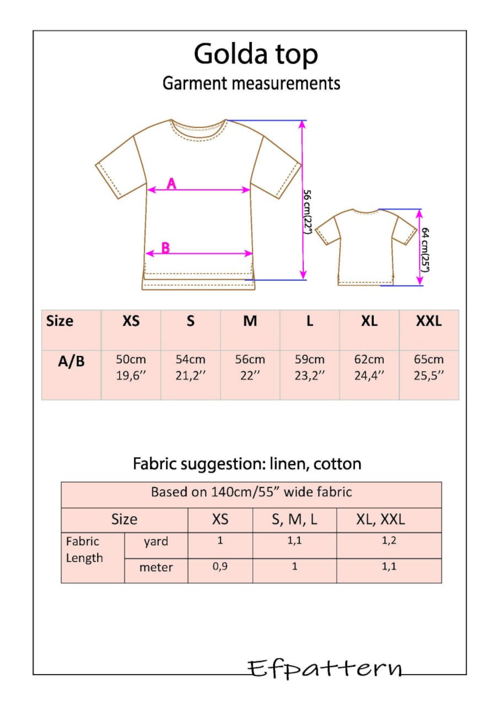 Boxy Top Sewing Pattern, Golda T-shirt With Side Slits Instant PDF ...