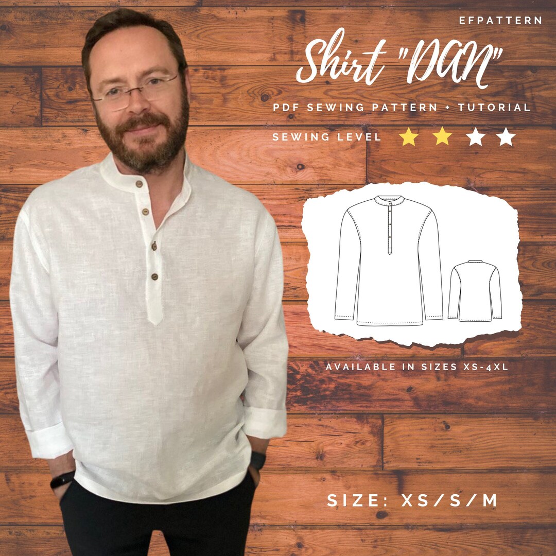 Men's Minimalist Shirt Sewing Pattern Sizes XS S and M - Etsy