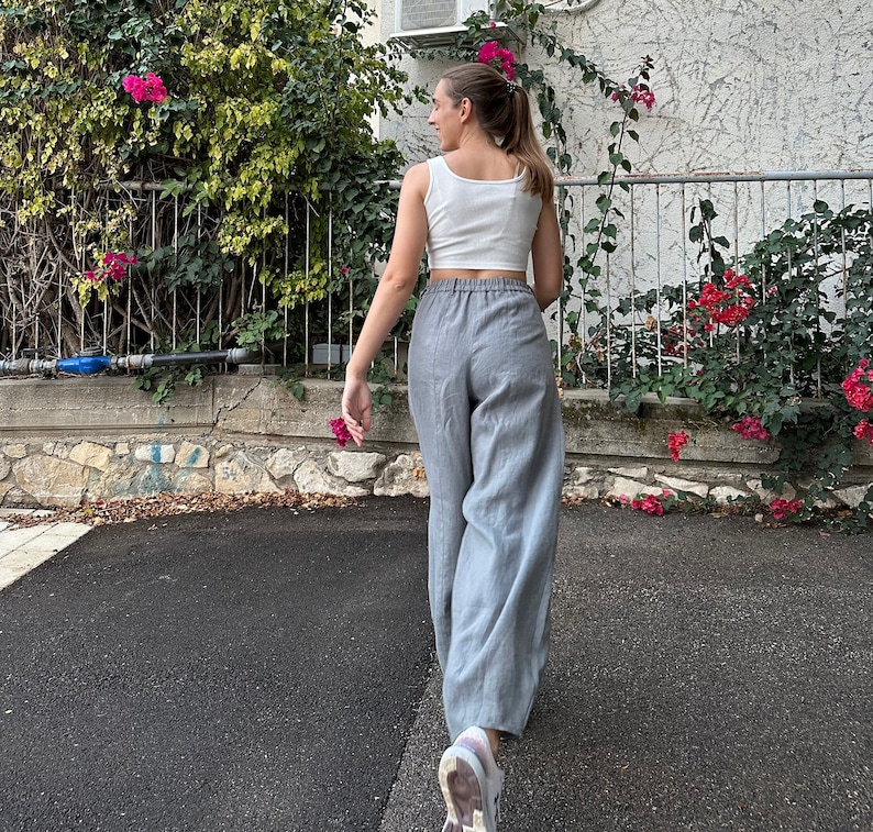 Linen Pants Sewing Pattern PDF XS-5XL, Elastic Waist Wide Leg Trousers ...