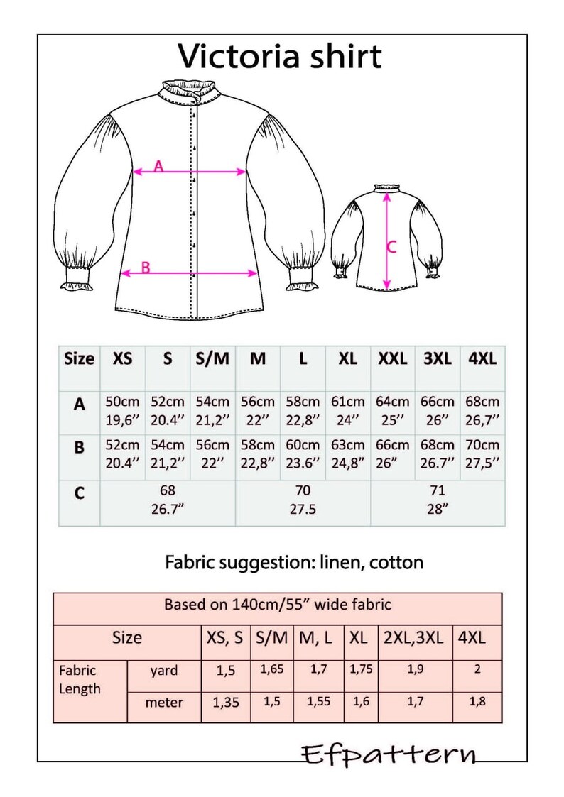 Victorian Shirt Sewing Pattern Instant PDF Download, Ruffle Collar ...