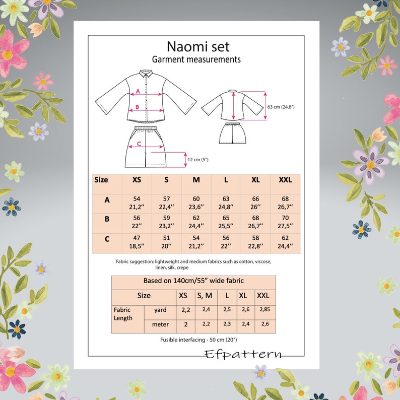 Loungewear Set Sewing Pattern Naomi Shirt and Shorts Digital - Etsy