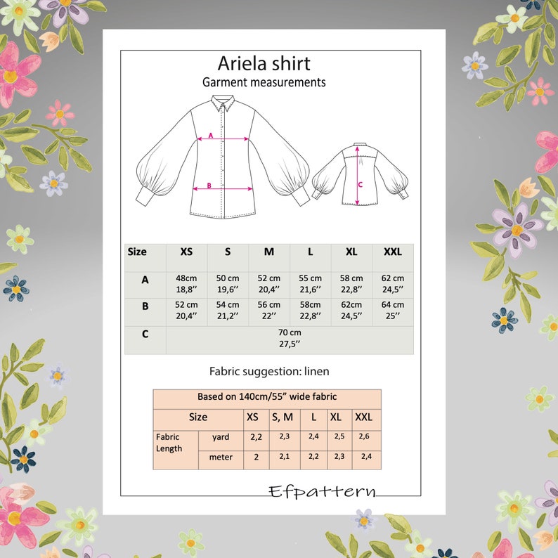 Balloon Sleeve Shirt Sewing Pattern Ariela Shirt With Bishop - Etsy