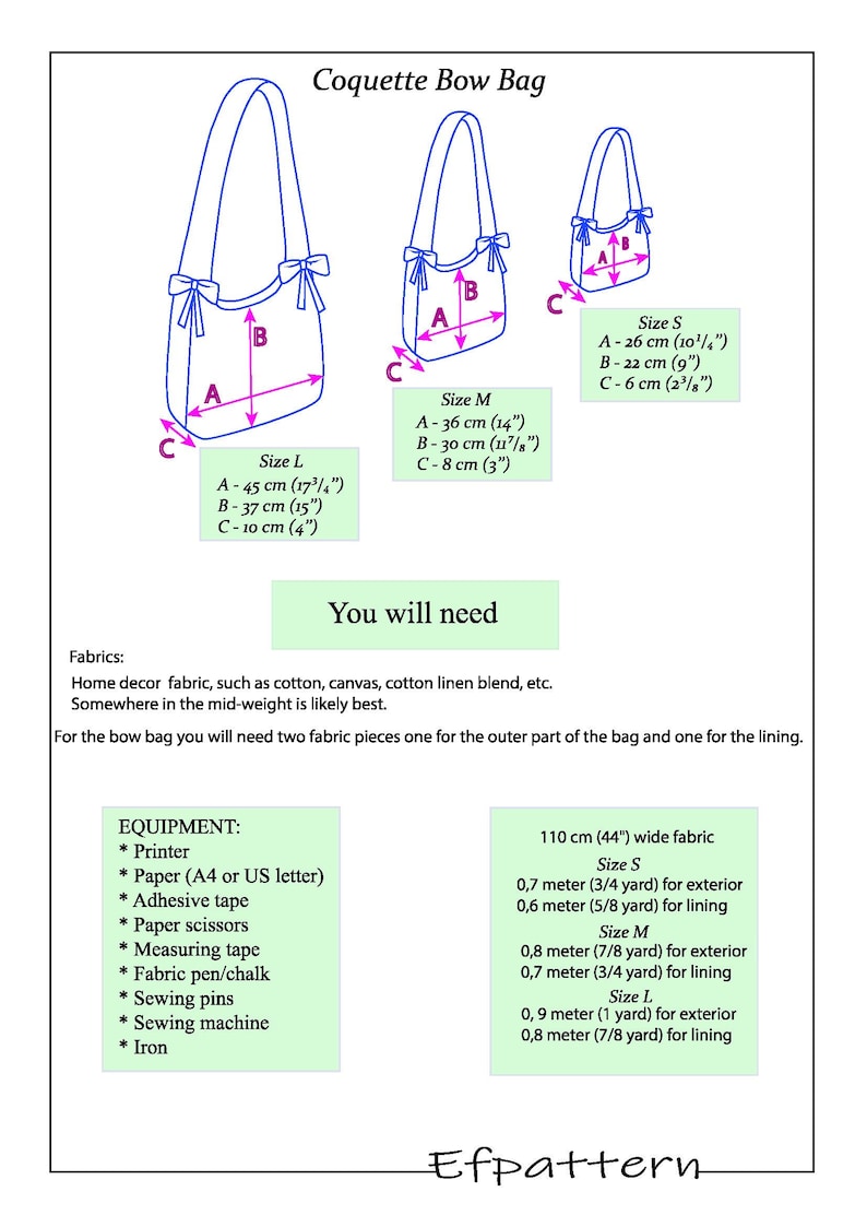 Bow Bag Sewing Pattern PDF, Coquette Tote Bag With Bow Tutorial, Easy ...