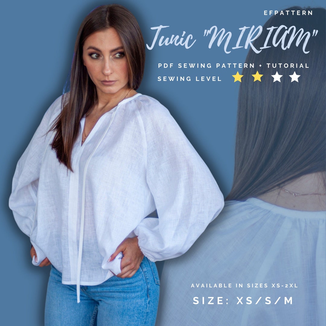 Raglan Sleeves Shirt Sewing Pattern Instant PDF Download Sizes XS, S ...