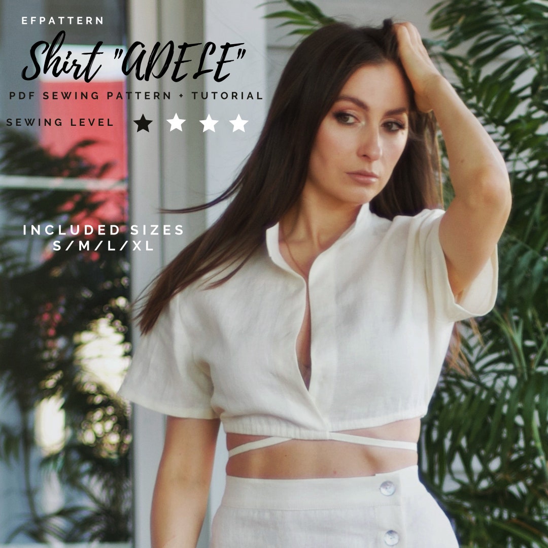 Tie Waist Crop Top Sewing Pattern, Sizes S-XL, Instant Download PDF ...