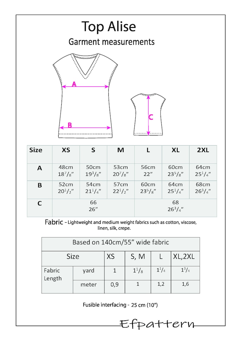Easy V-neck Top Sewing Pattern, Instant PDF Download - Sizes L, XL and ...