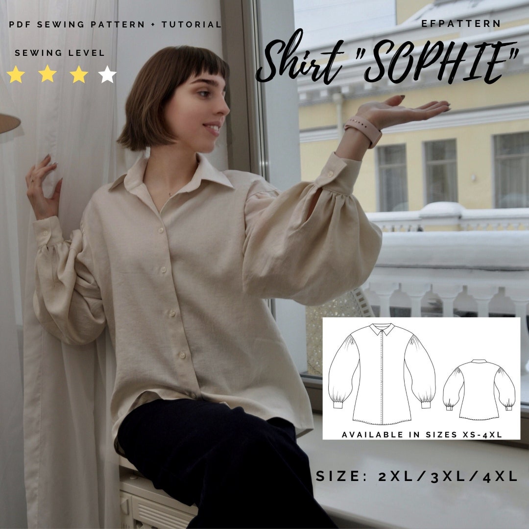 Victorian Shirt Sophie Sewing Pattern Instant PDF Download, Bishop ...