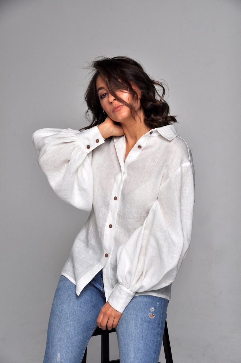 Balloon Sleeve Shirt Sewing Pattern Ariela Shirt With Bishop - Etsy