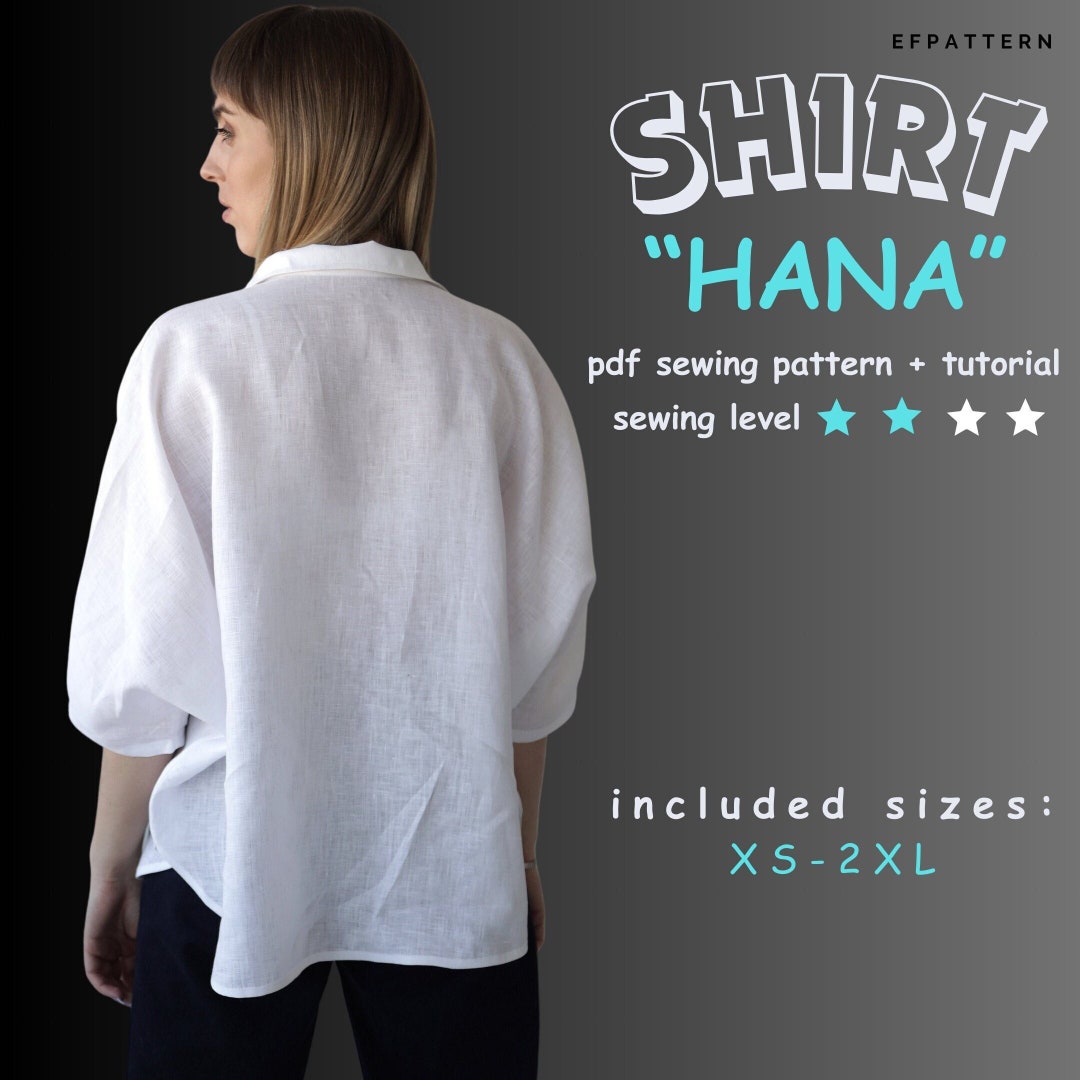 Oversized Women Shirt Sewing Pattern, Instant PDF Download - Sizes XS ...