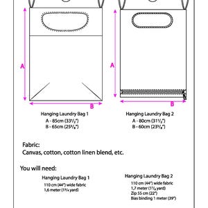 Hanging Laundry Bag Sewing Pattern, Two Types of Storage Bags, Instant Pdf Download, Digital ...