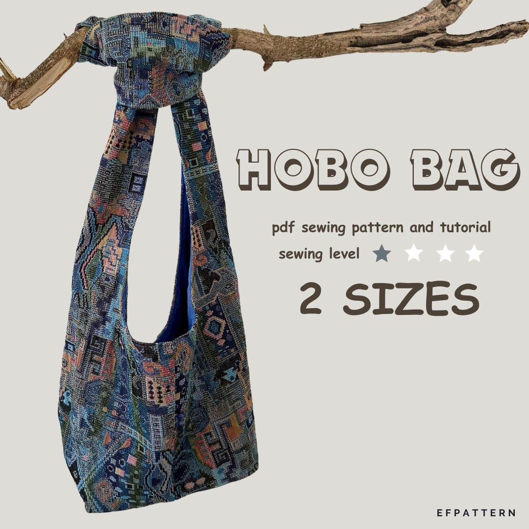 Hobo Bag Sewing Pattern, Easy Reversible Hobo Bag PDF Pattern, Two ...