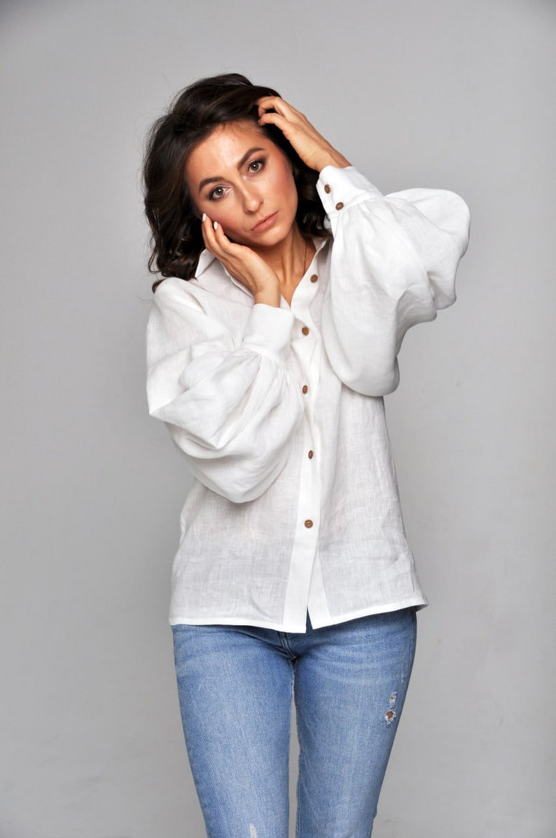 Balloon Sleeve Shirt Sewing Pattern Ariela Shirt With Bishop - Etsy