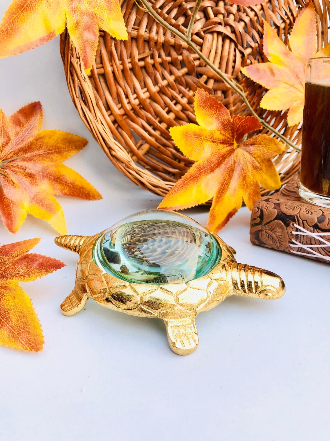 Vintage Brass Turtle Antique Magnifier Paper Weight Newspaper Reading ...