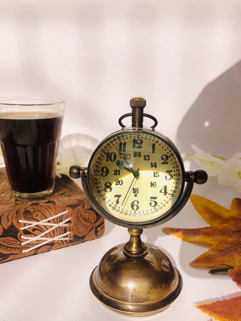 Vintage Brass Compass Antique Table Clock - Etsy
