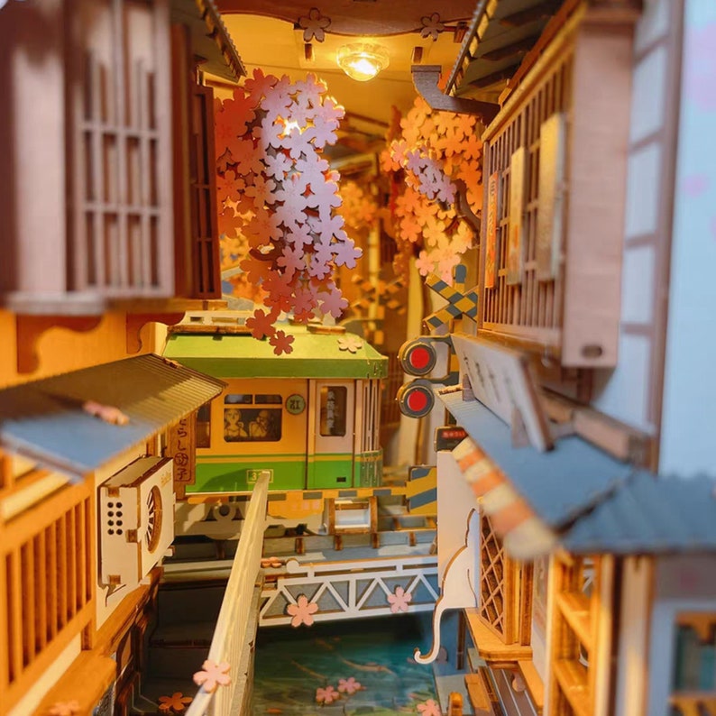 Sakura Tram Bookends Book Nook Japan Bookshelf Decorations - Etsy