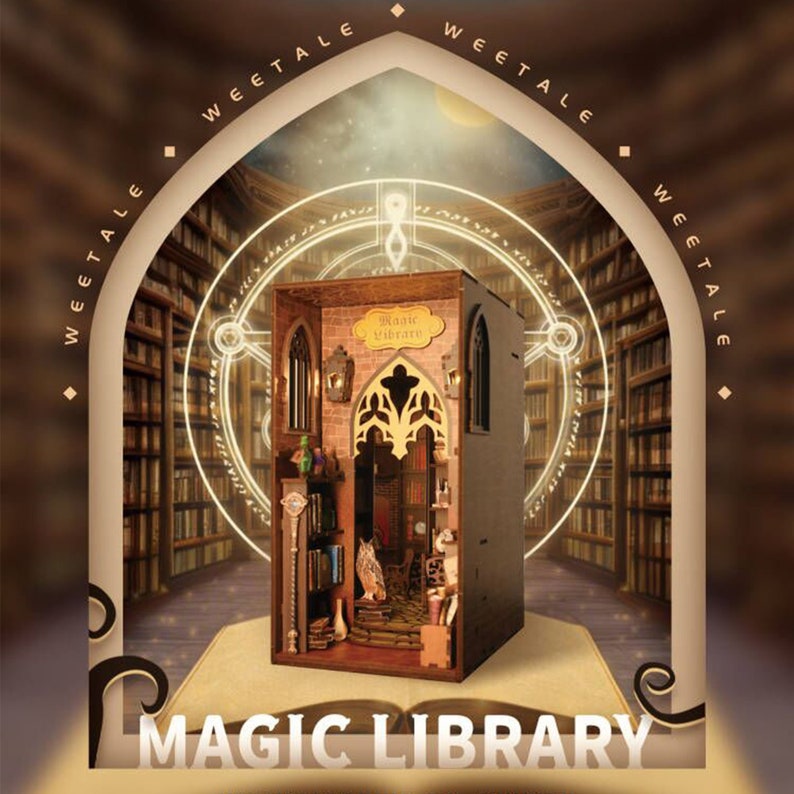 Magic Library Book Nook Diorama 3D Wooden Puzzle Induction - Etsy
