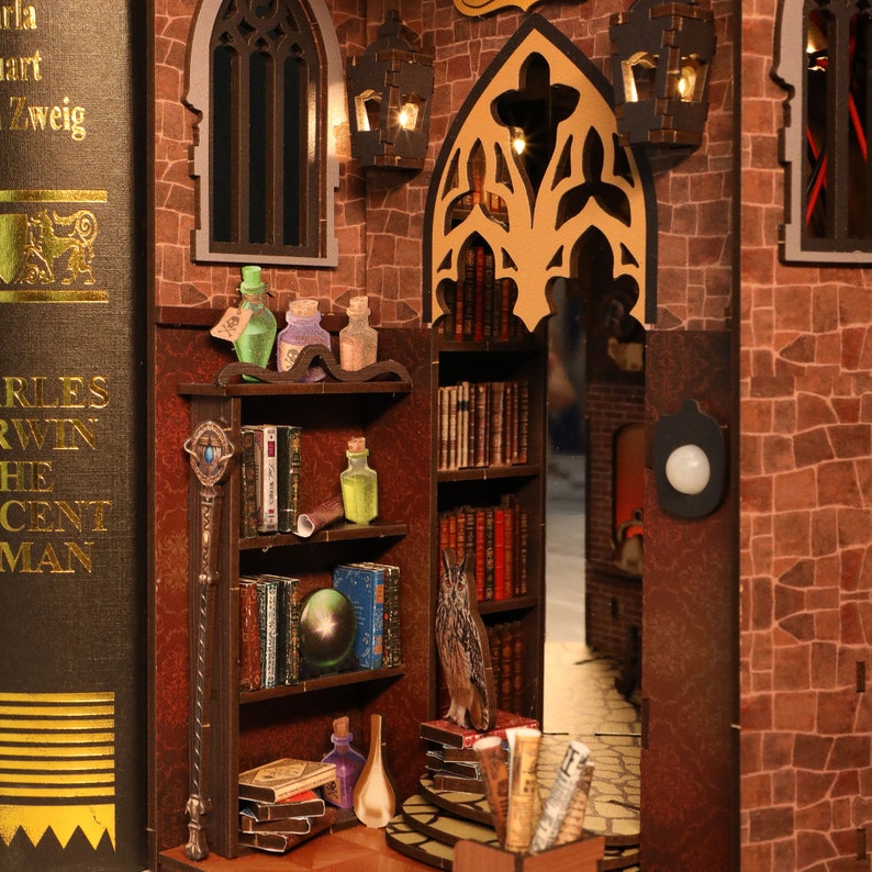 Magic Library Book Nook Diorama 3D Wooden Puzzle Induction - Etsy