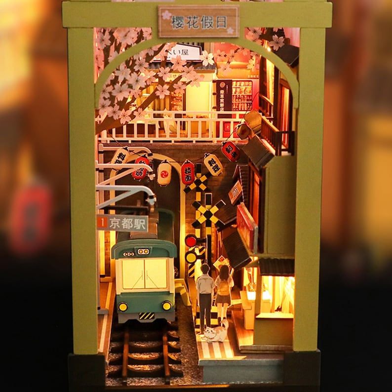 Japanese Sakura Book Nook DIY Book Nook Kit Bookshelf - Etsy