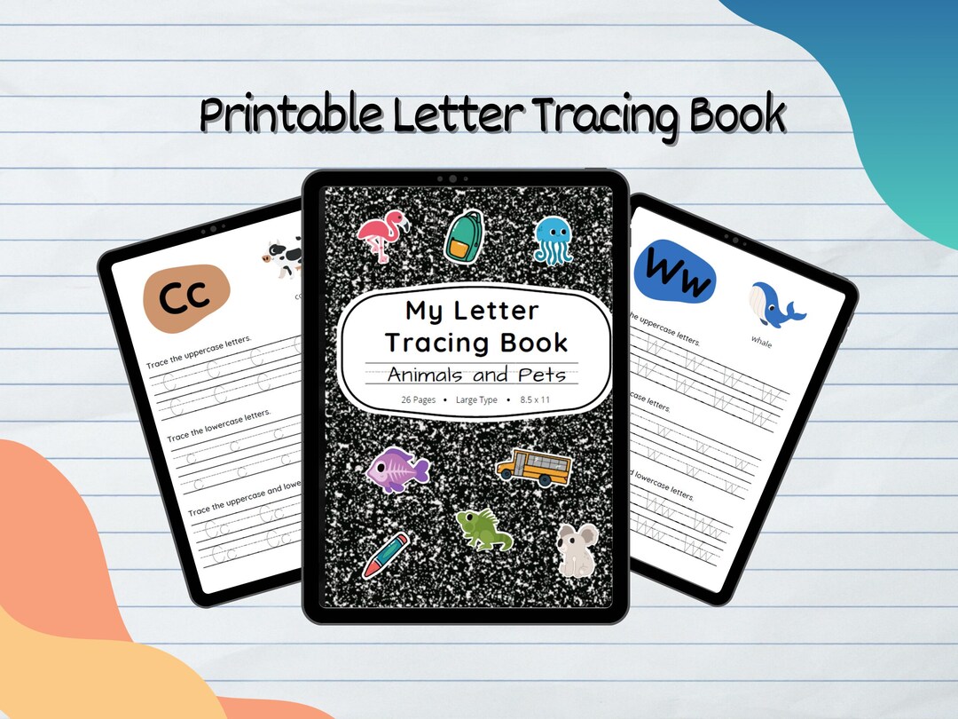 Letter Tracing Practice Pages for Kids Printable Full Alphabet(animals ...