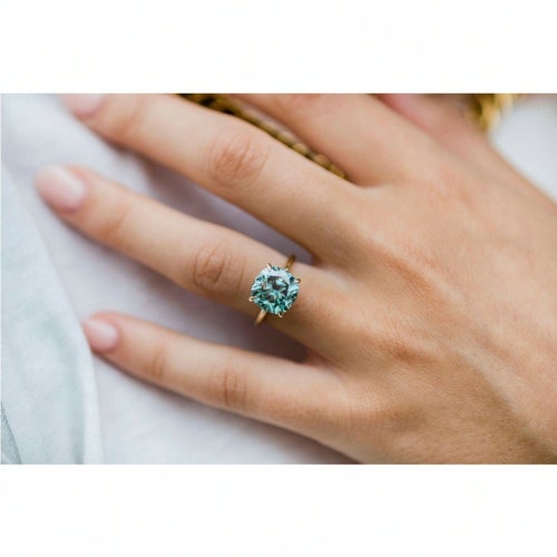 2 Carat Dark GRAY BLUE MOISSANITE Engagement Gold Ring Six - Etsy