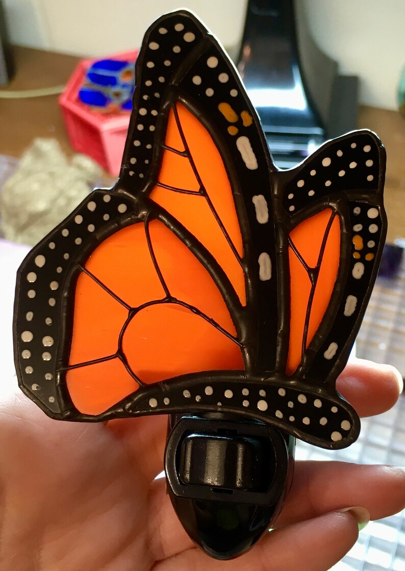 Stained Glass Monarch Butterfly Night Light With Choice of - Etsy
