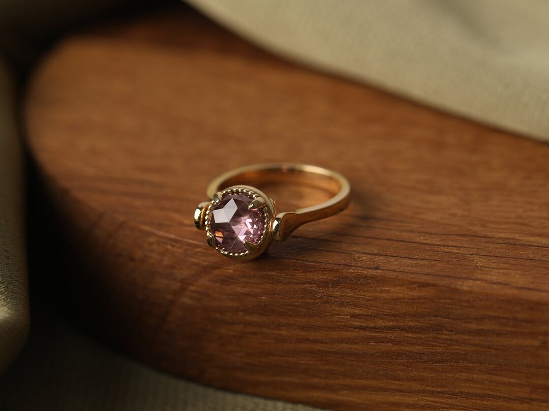 Round Rose Cut Double Sided Fidget Ring, Vintage Style Ring Fidget ...