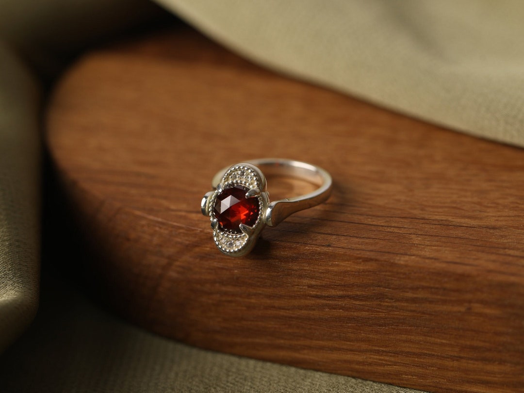 Red Stone Reversible Two Tone Ring, Double Sided Flip Ring, Fidget ...
