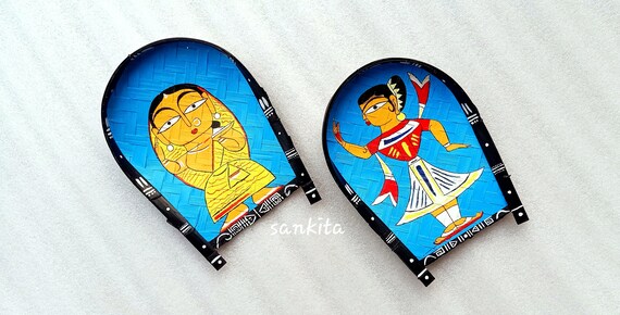 Jamini Roy Hand Painted Kulo Set of 2 / Jamini Ray - Etsy