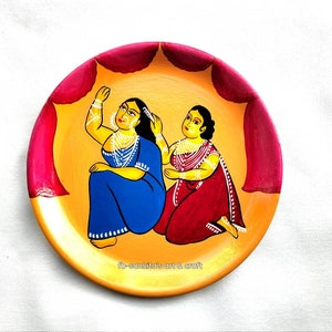 Hand Painted Bengali Theme Wall Plates / Kalighat Painting / Kolkata ...